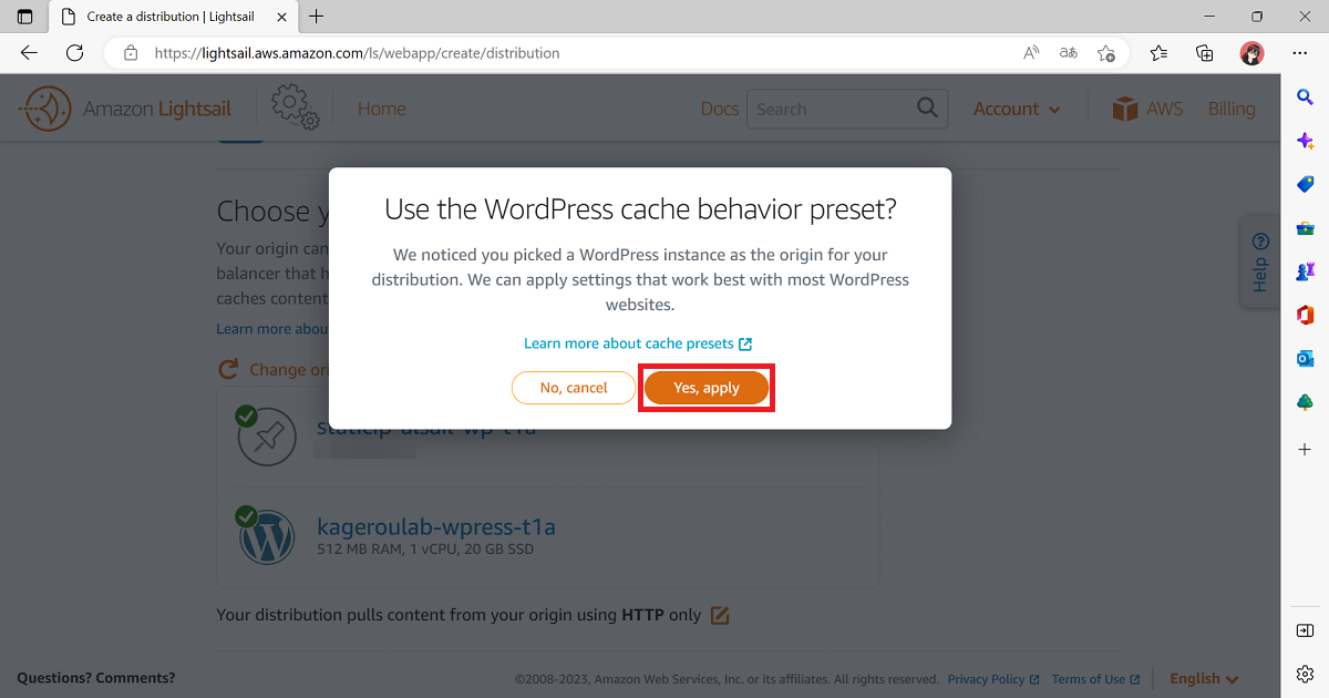 AWS LightsailでWordPress起動 (3:Lightsail用CDN設定、SSL設定、Route53設定変更) – KagerouLab