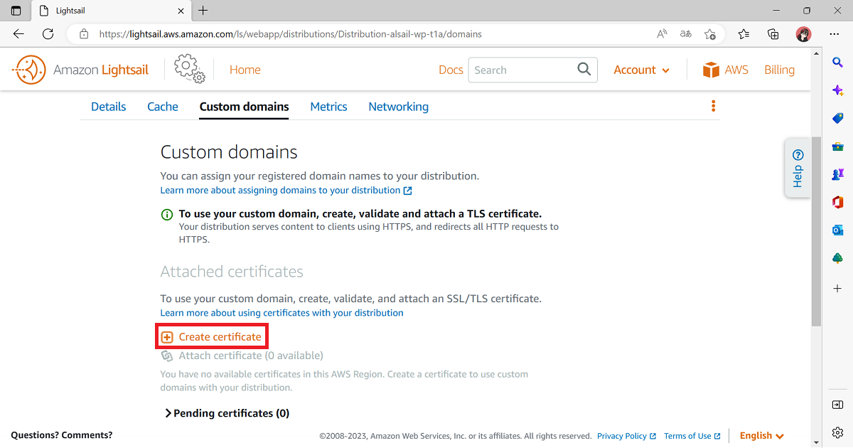 AWS LightsailでWordPress起動 (3:Lightsail用CDN設定、SSL設定、Route53設定変更) – KagerouLab