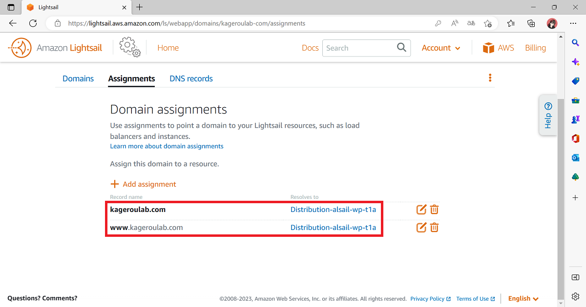AWS LightsailでWordPress起動 (3:Lightsail用CDN設定、SSL設定、Route53設定変更) – KagerouLab